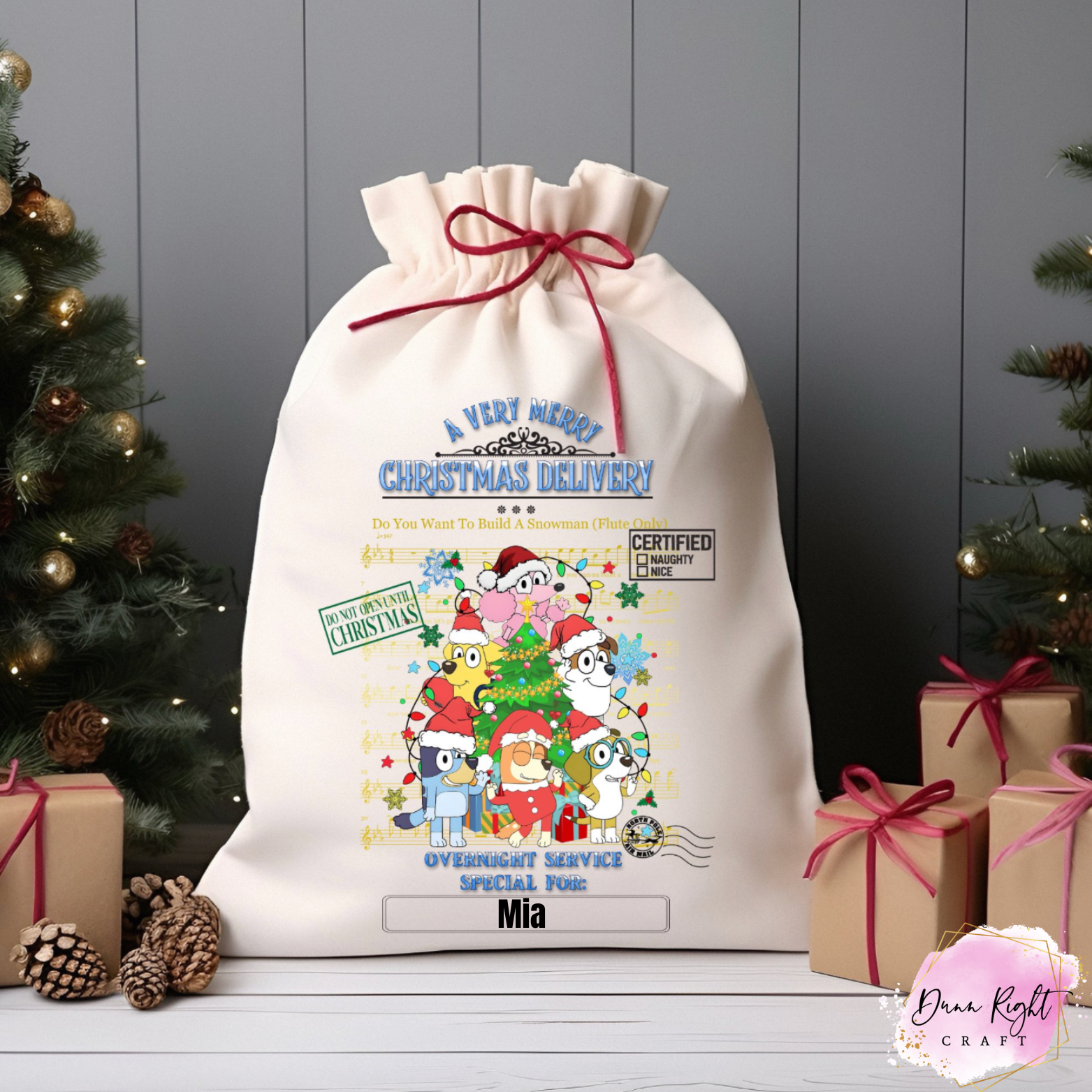Bluey Christmas Sack Personalized – Dunn Right Craft