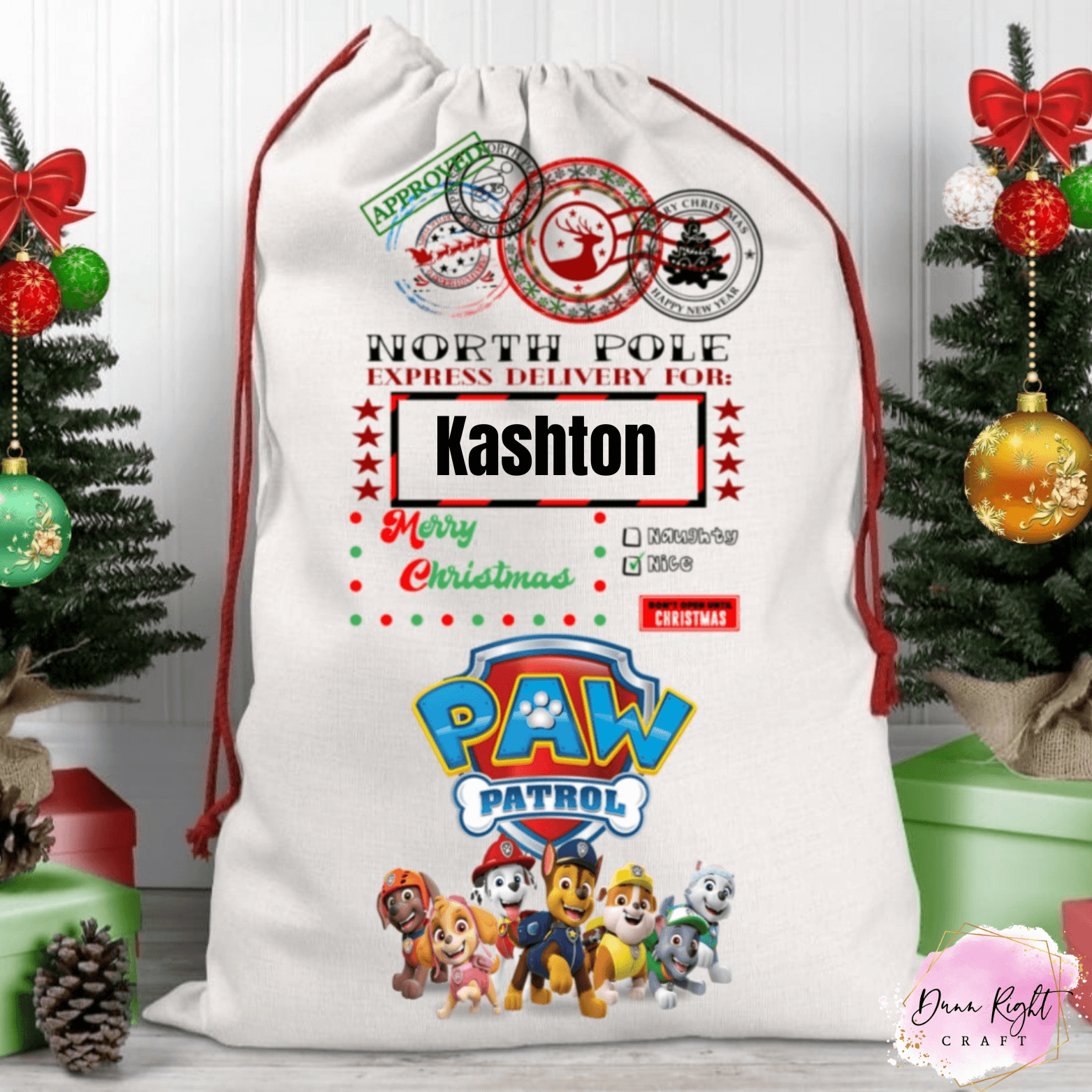 Paw Patrol North Pole Express Santa Sack – Dunn Right Craft