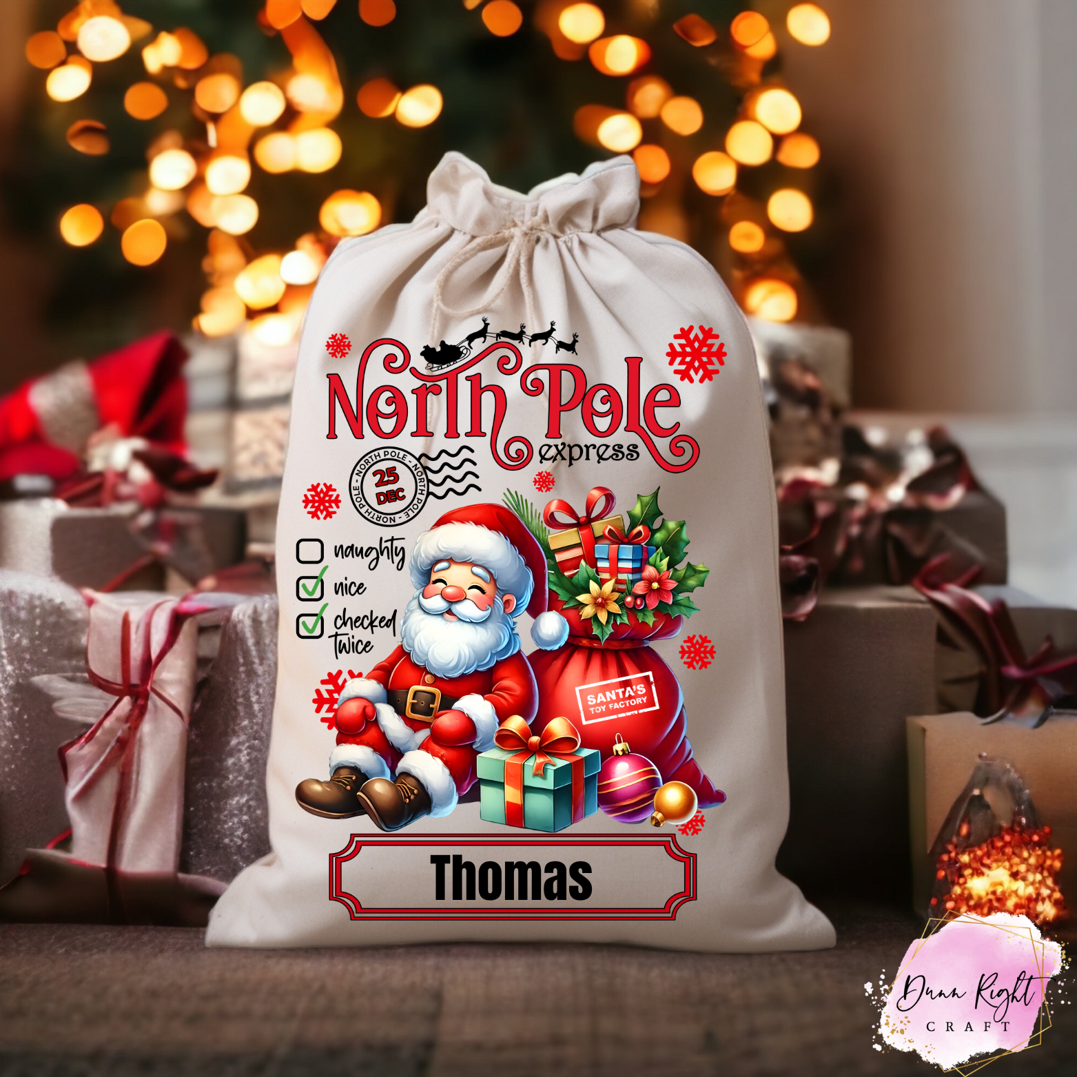 North Pole Express Santa Sack Personalized – Dunn Right Craft